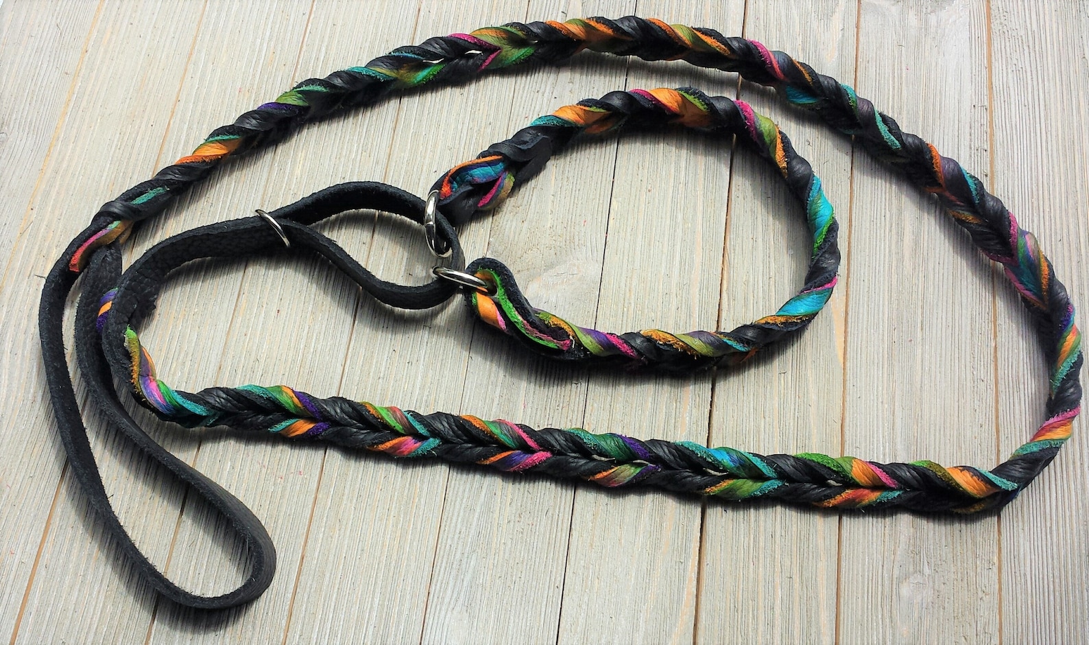 Leather Agility Lead, Leash for Dog, Agility, Martingale Leash, Tie Dye ...