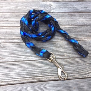 Braided Leash, NO HANDLE, Black and Metallic Leather, Braided Leather ...