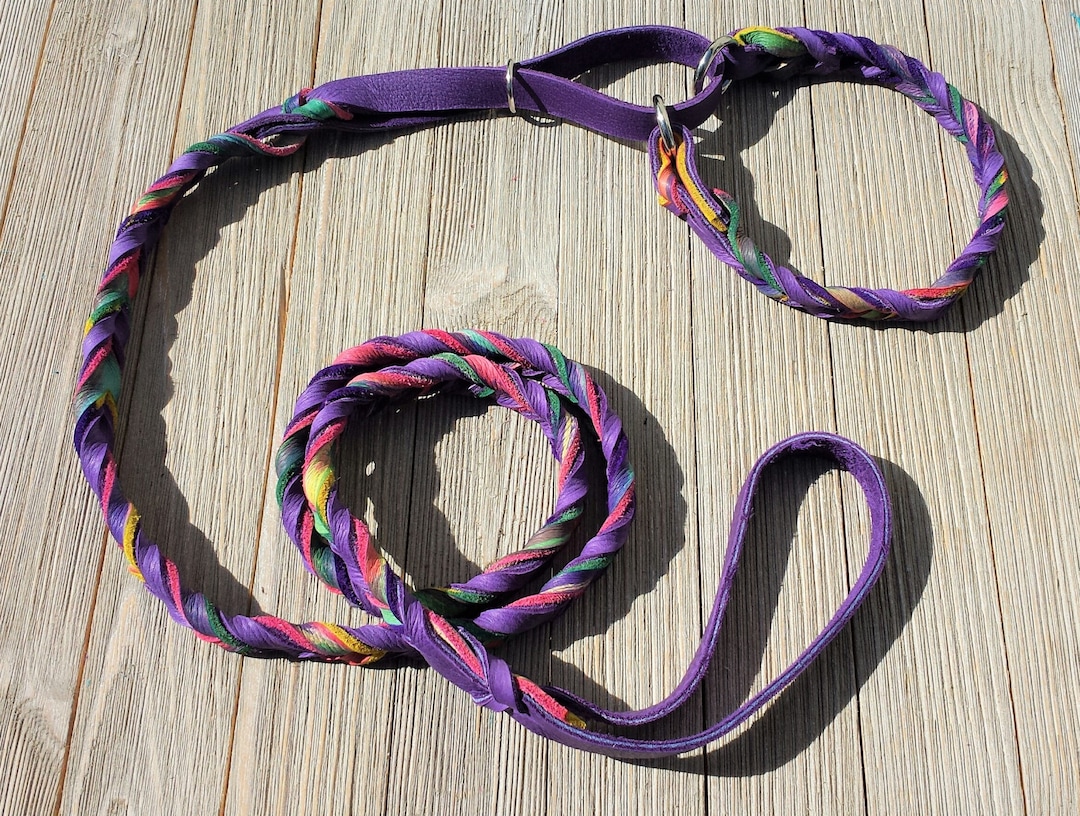 Leather Agility Lead, Leash for Dog Agility, Martingale Leash, Tie Dye ...