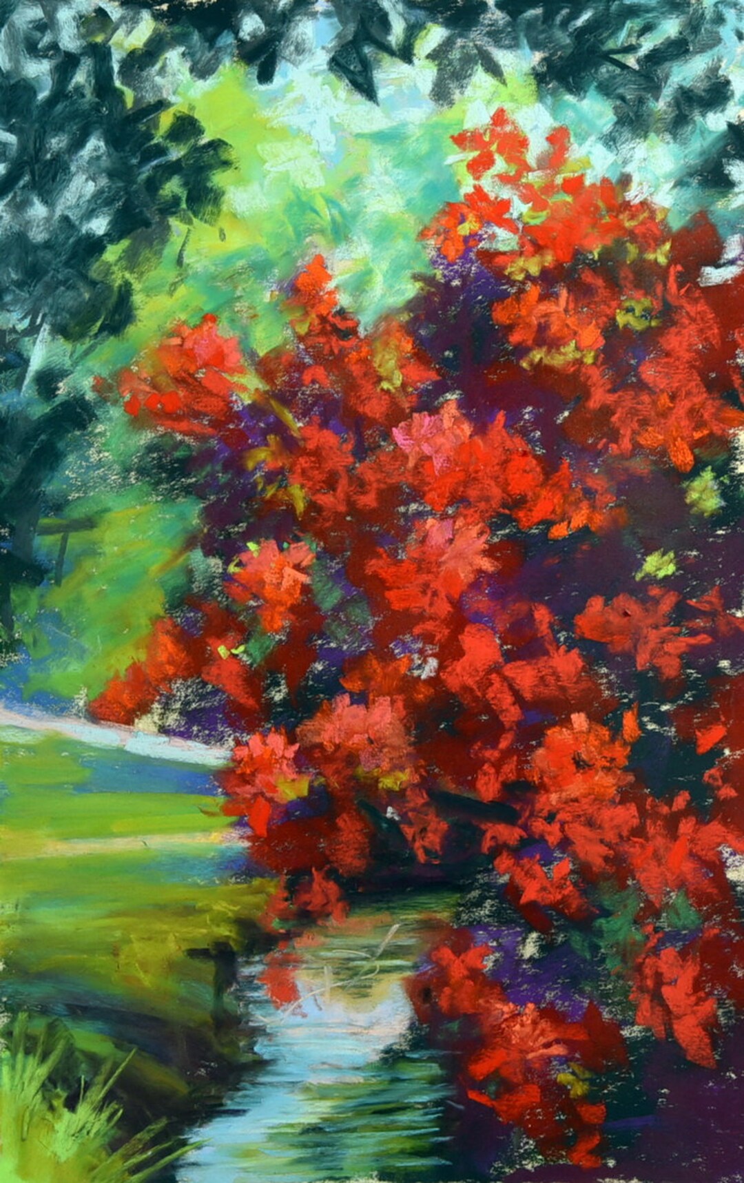 Red Azalea | Pastel Painting | Anita Stein - Etsy