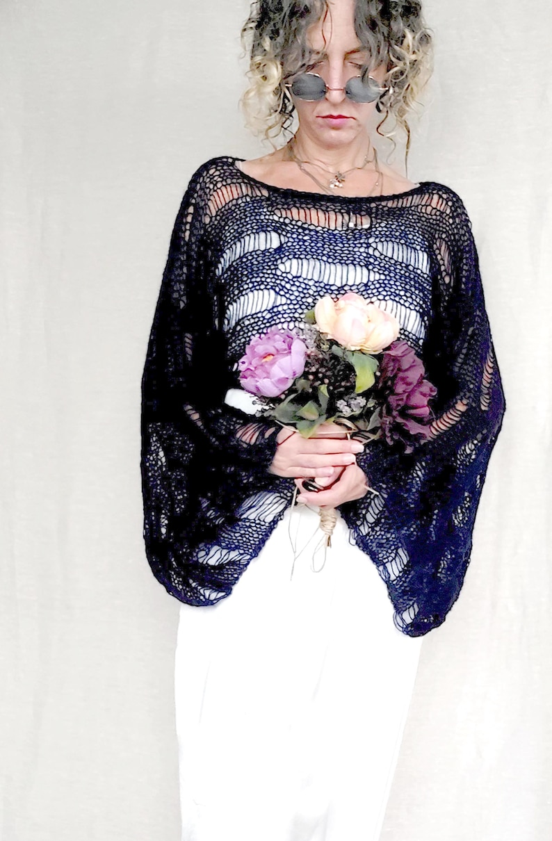 Sheer Knit Shrug, Blue Wedding Cover Up, Lightweight See Through Boho ...