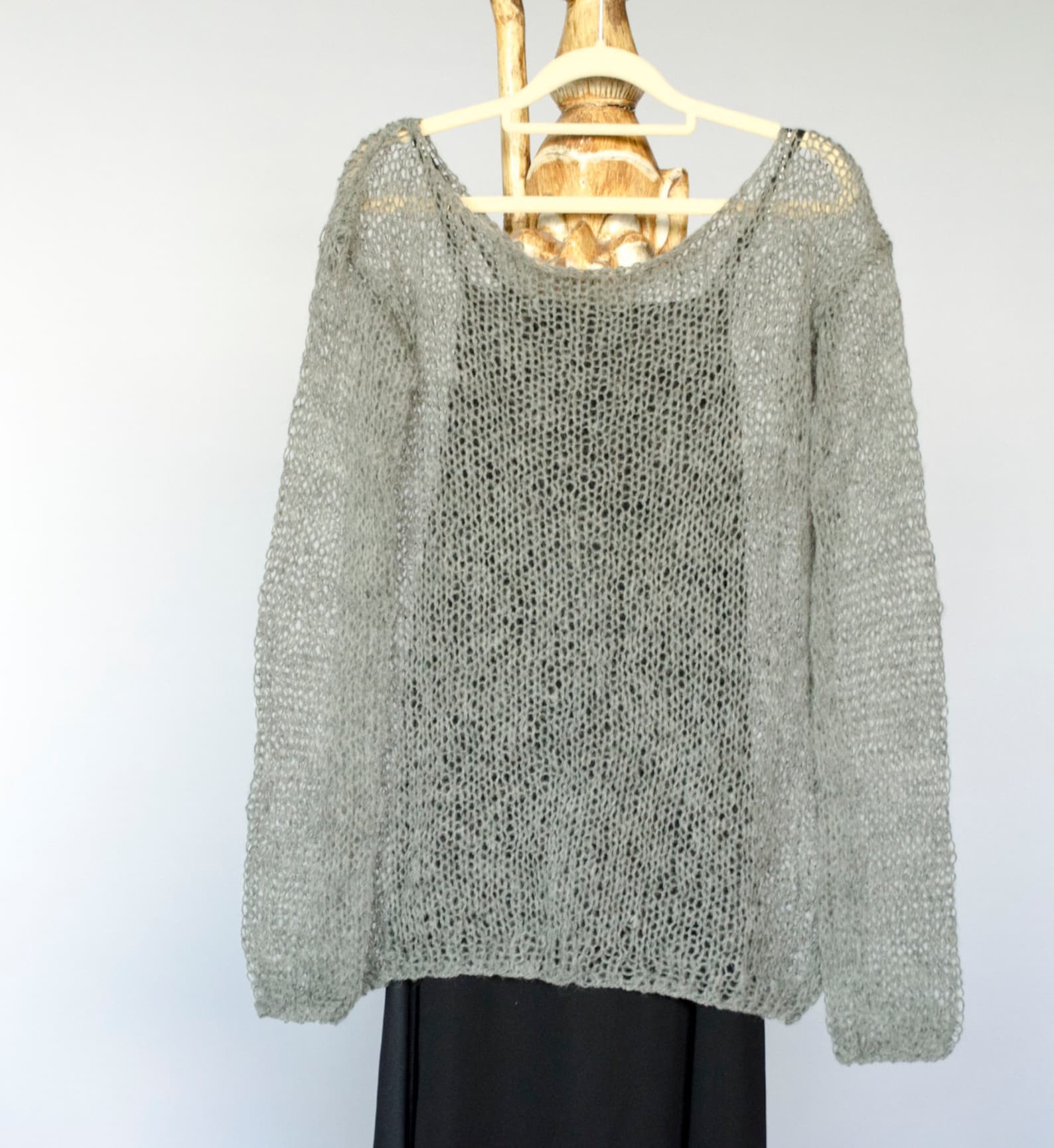 Bohemian Sweater Spring Sweater Black Mohair Sweater Loose - Etsy