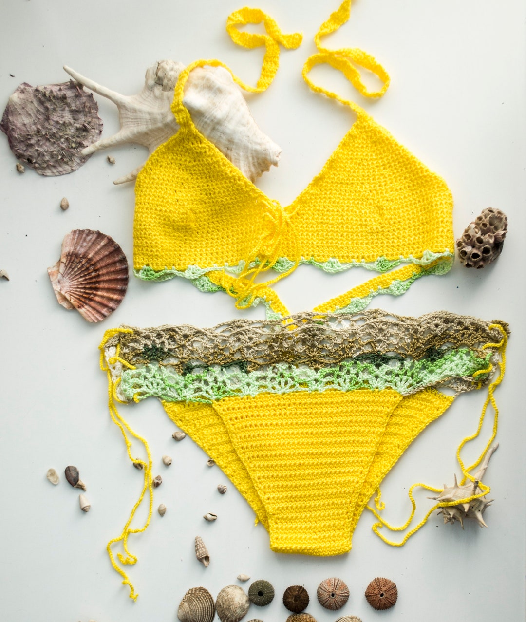 Crochet Bikini Yellow, Crochet Bikini Top, Crochet Bikini Bottom ...