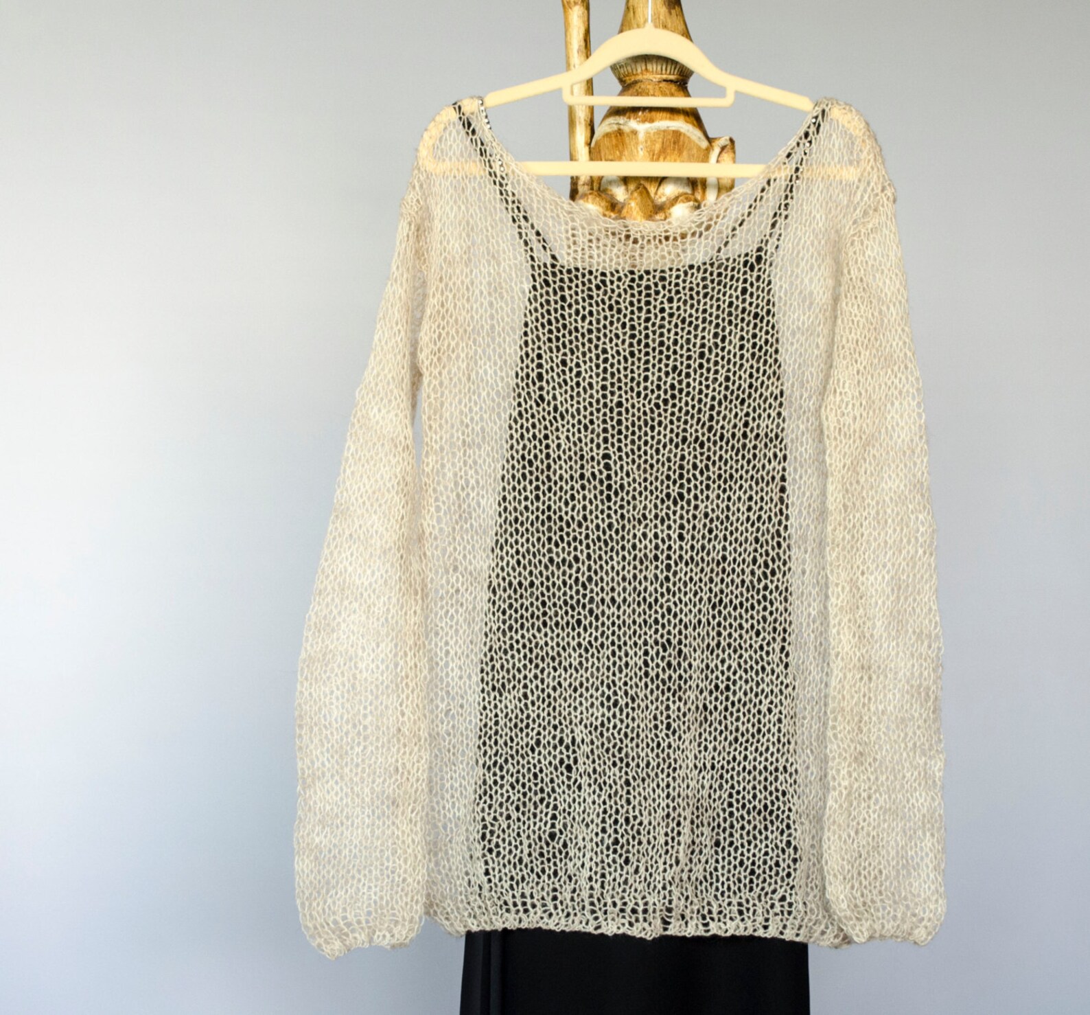 Bohemian Sweater Spring Sweater Black Mohair Sweater Loose - Etsy