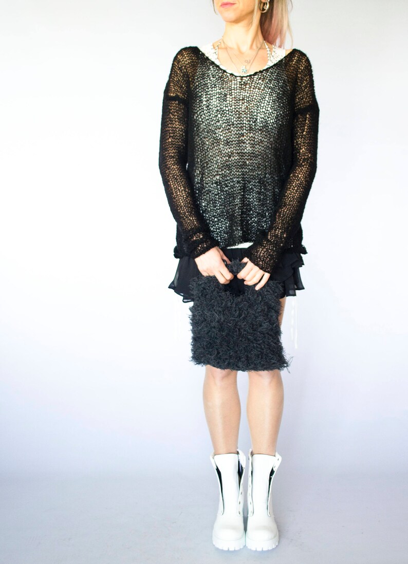 Gothic Sweater Mohair Jumper Punk Knit Jumper Extra Long - Etsy