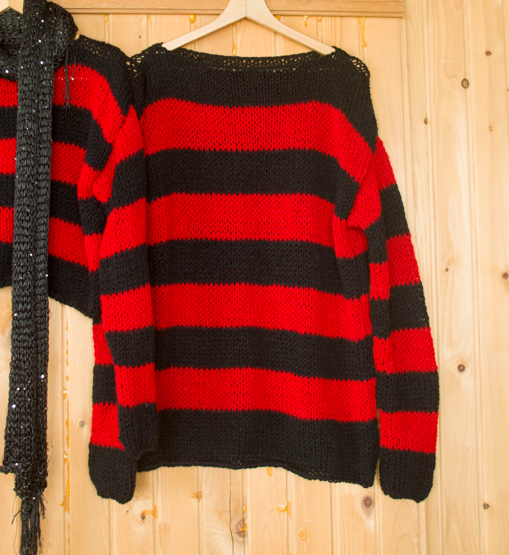 Red Black Striped Grunge Sweater, 90s Style Grunge Jumper, Nonbinary ...