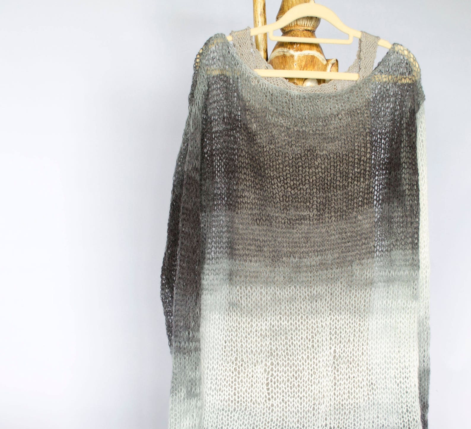 Grunge Sweater Hand Knit Oversized Sweater Black and White | Etsy