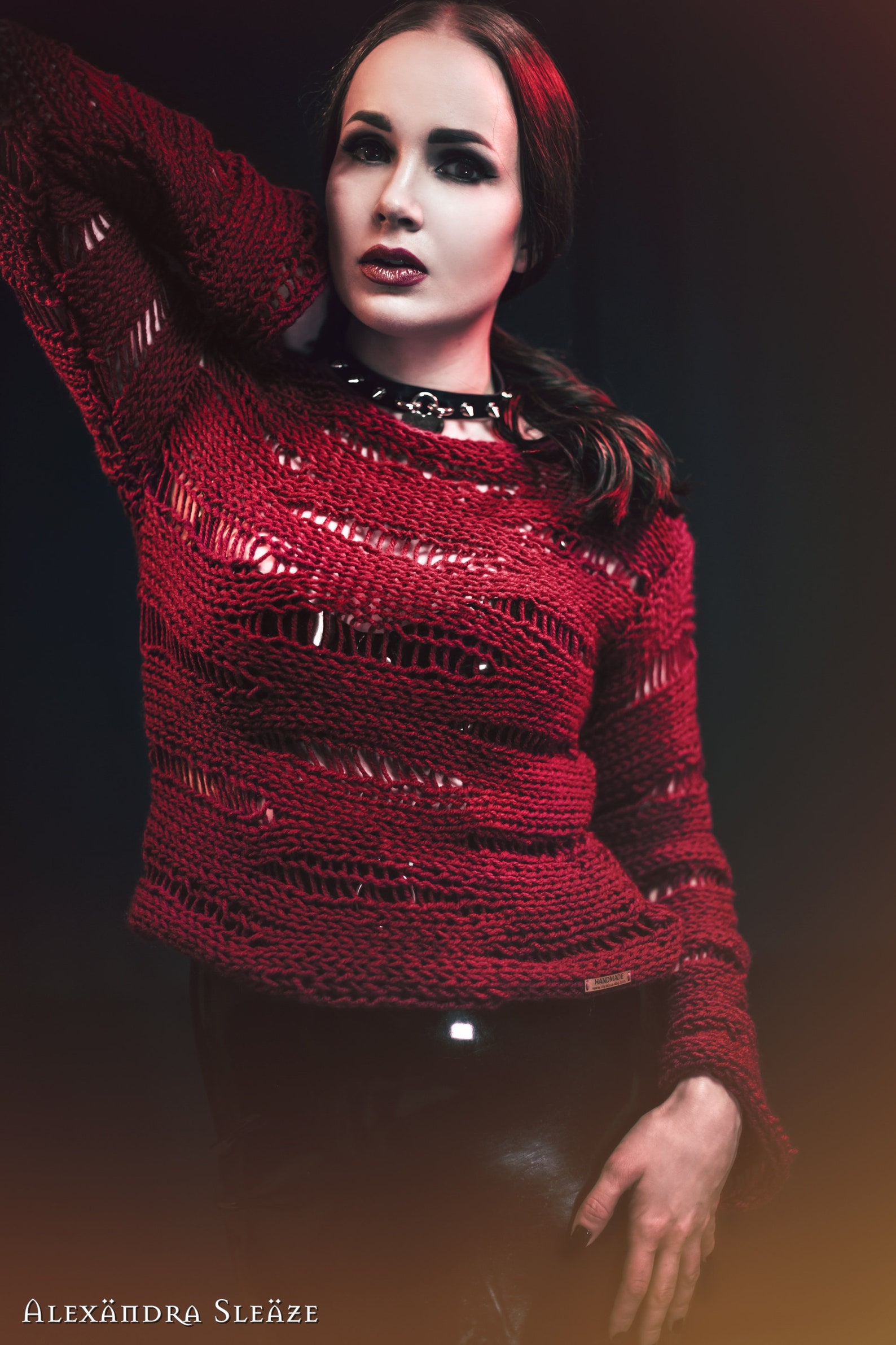 Dark Red Gothic Sweater Crop Shredded Jumper Witchy | Etsy