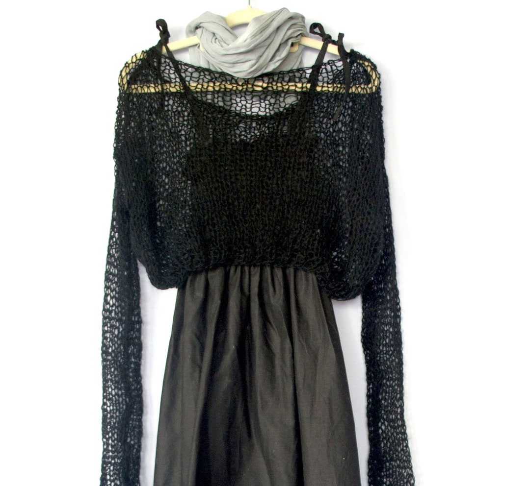 Sheer Black Sweater, Women's Sheer Knit Sweater Top With Long Sleeves ...