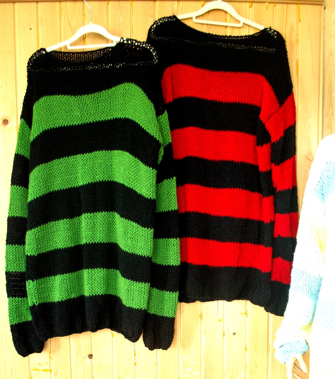 Striped Sweater, 90s Style Grunge Jumper, Nonbinary Punk Shirt, Green ...