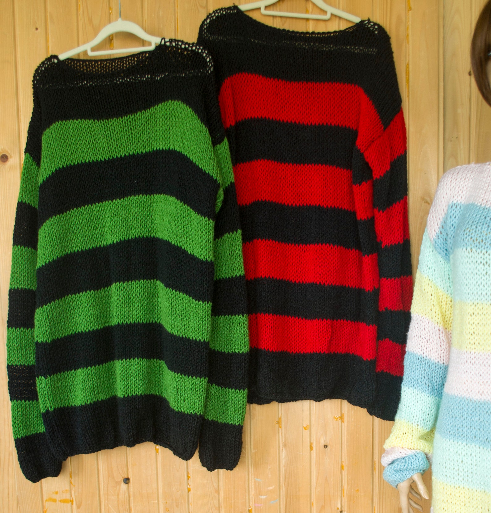 Striped Sweater, 90s Style Grunge Jumper, Nonbinary Punk Shirt, Green ...