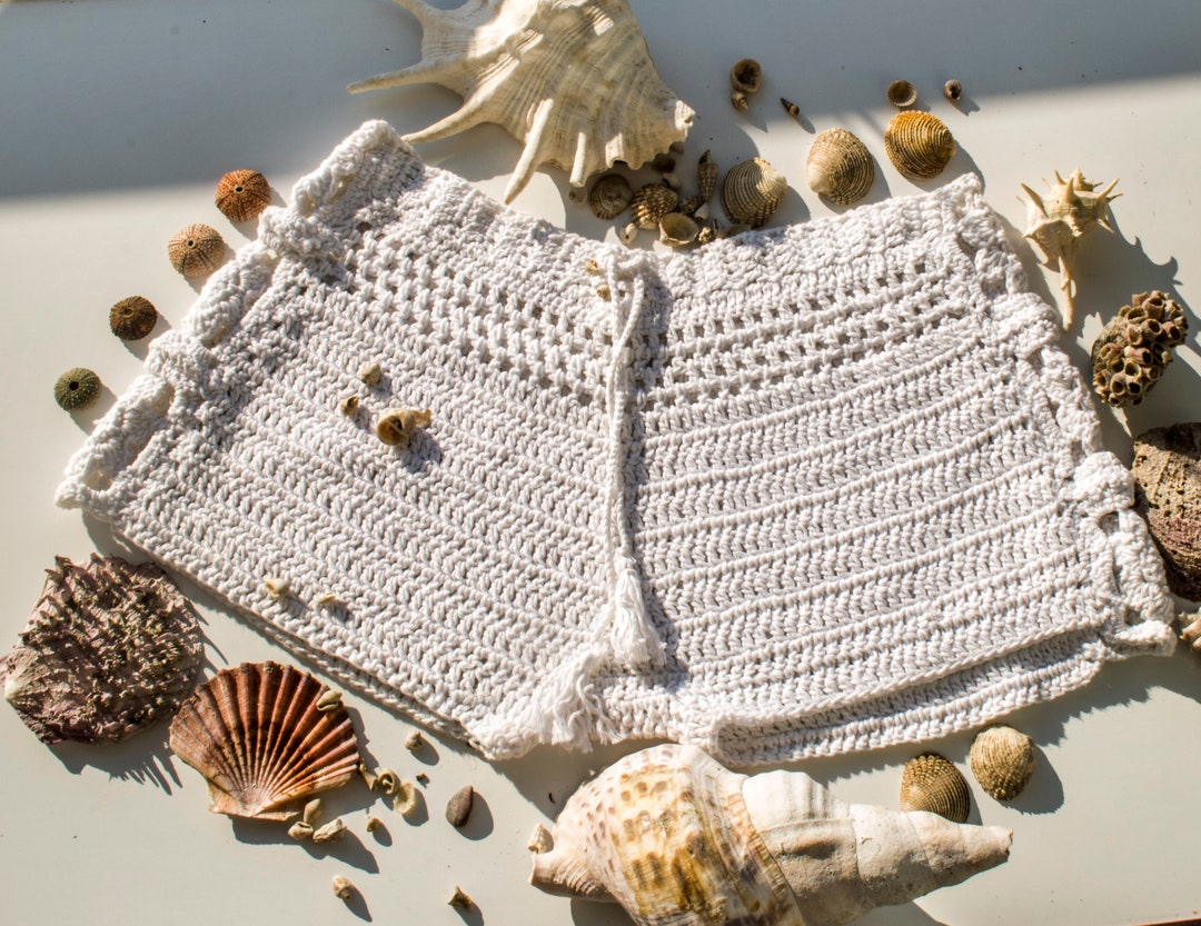 Crochet Shorts, White Crochet Beach Shorts, Lace Rave Bottom, Crochet ...