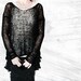 Black V Neck Sweater for Women, Punk Rock Mohair Jumper, Oversized ...
