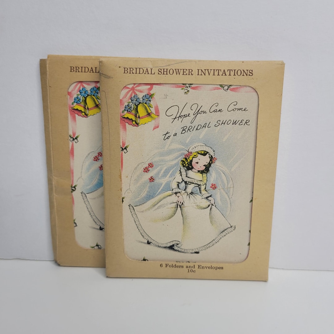 1940s Bridal Shower Invitation Set, Vintage Cards, Retro Wedding Shower ...