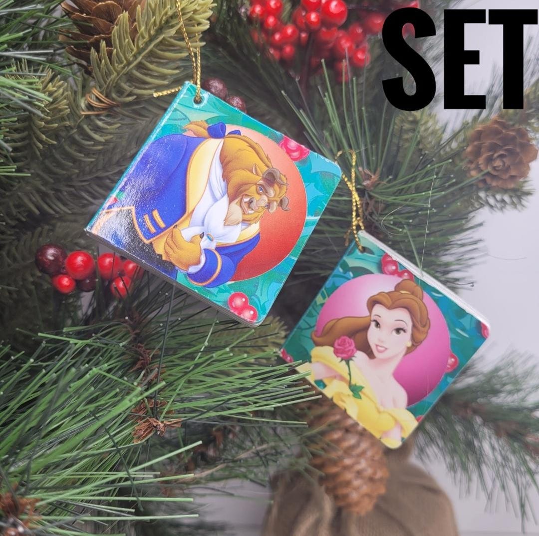 Beauty & the Beast Ornament, Mini Disney Storybook Ornaments, Vintage ...