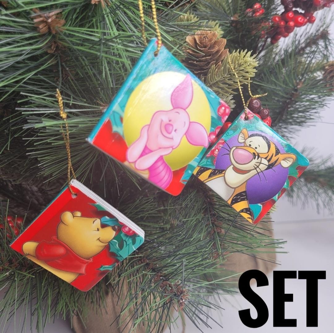 Winnie the Pooh Ornament Set, Mini Disney Storybook Ornaments, Vintage ...