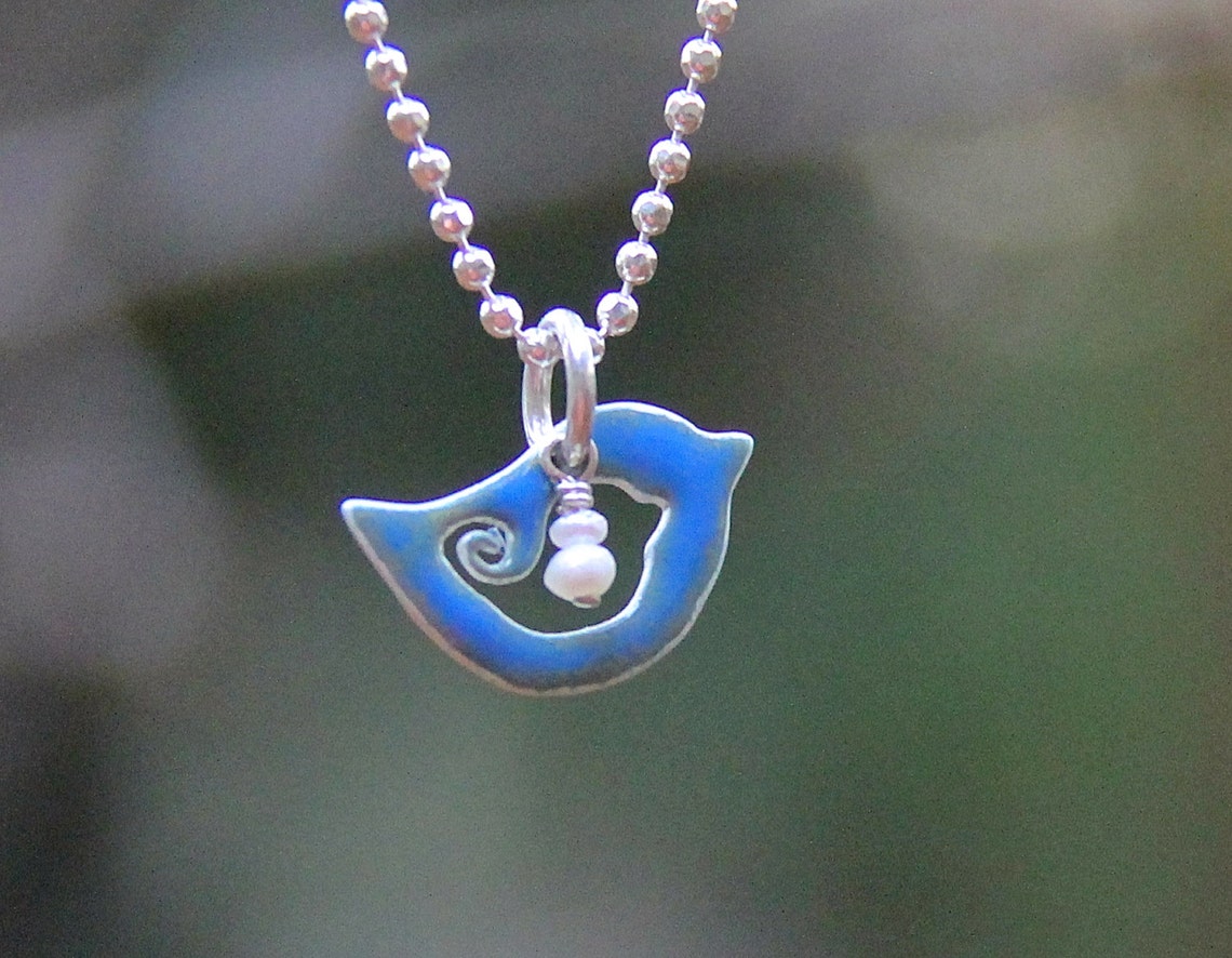 Sterling Silver Enamel Jewelry, Bluebird of Happiness Jewelry, Baby ...