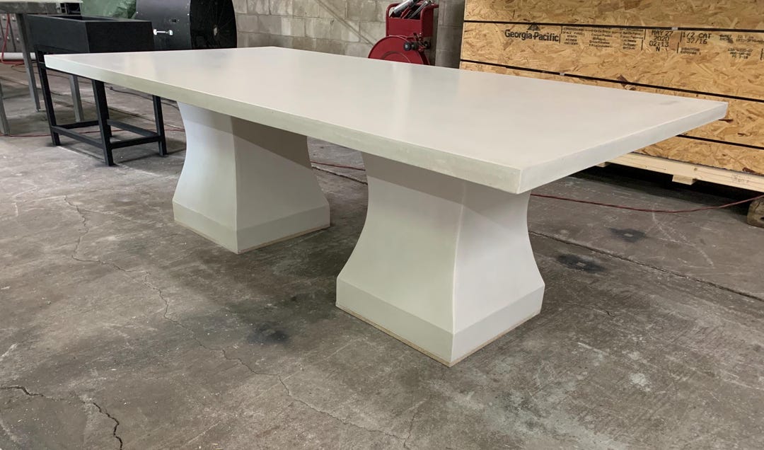 Pedestal Concrete Rectangular Dining Table - Etsy