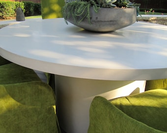 Custom Round Concrete Table Wood Base - Etsy