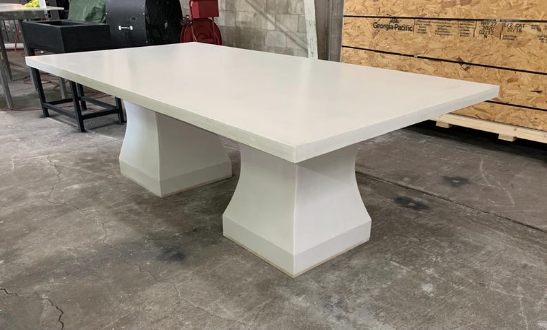 Pedestal Concrete Rectangular Dining Table - Etsy