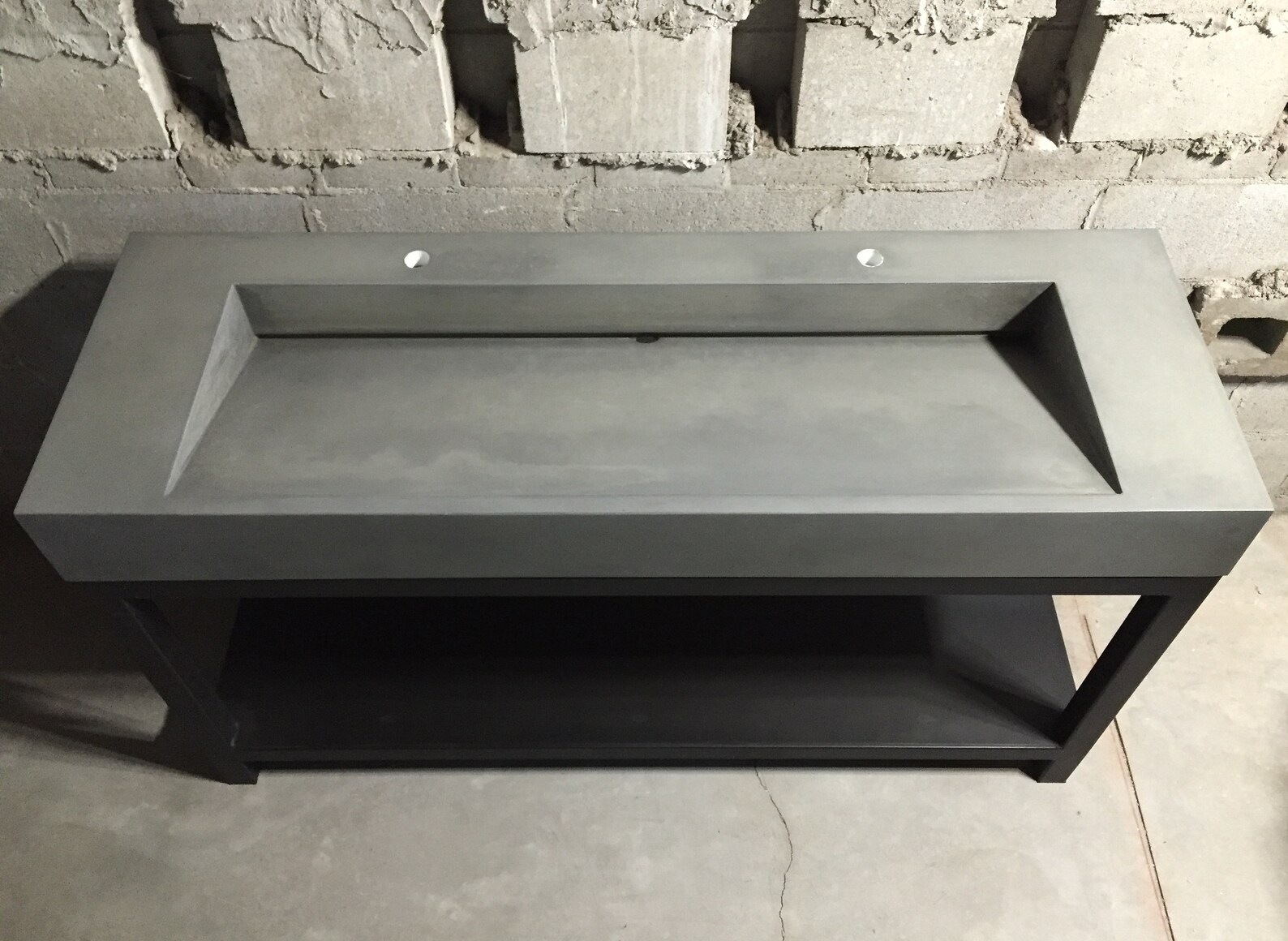 Concrete Ramp Vanity Sink on Steel Base | Modern Concrete Bathroom - Etsy