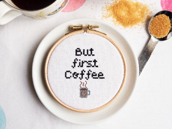But First Coffee Modern Cross Stitch Pattern, Cross Stitch Pattern ...