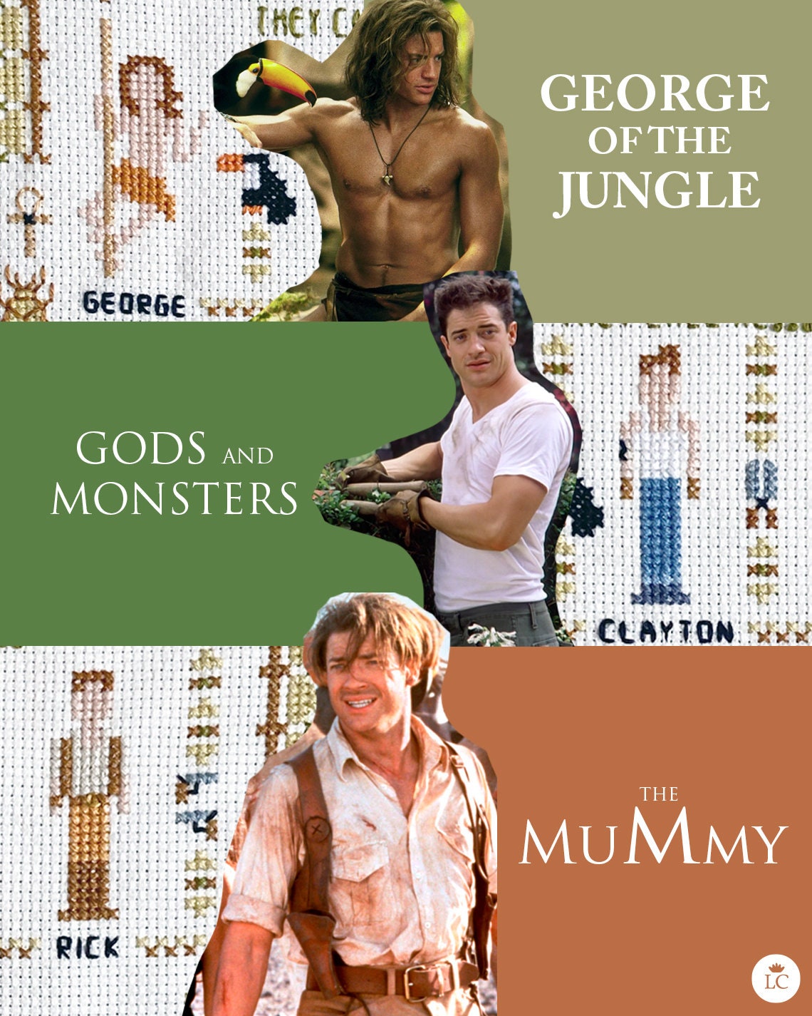 Brendan Fraser Movie Characters Cross Stitch Pattern, Brendan Fraser ...