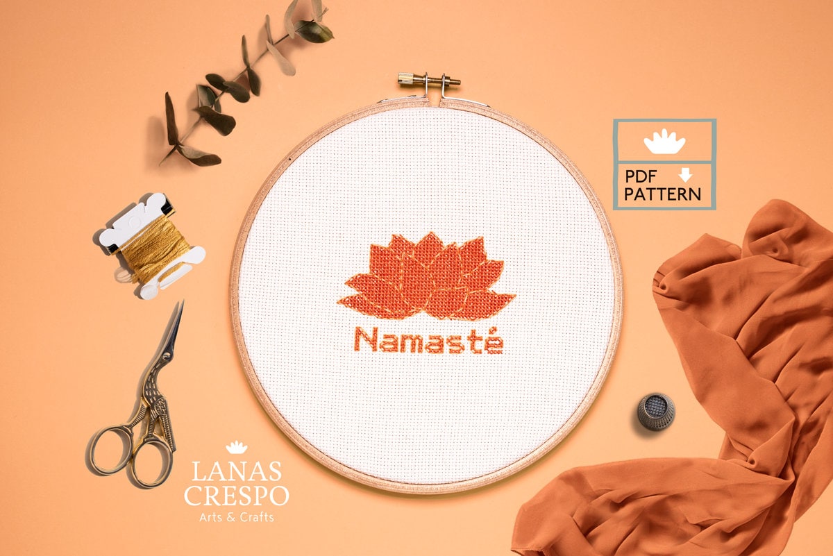 Namasté -yoga Cross Stitch Embroidery Pattern, Cross Stitch Pattern ...