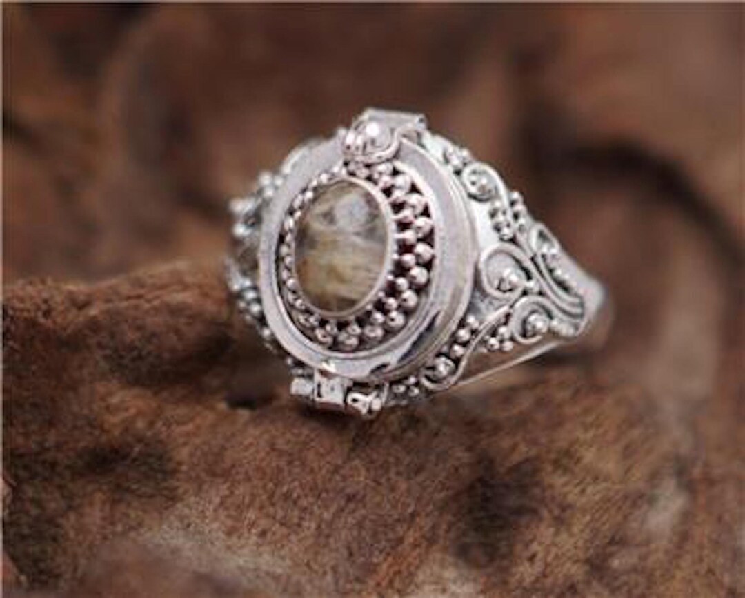 POISON PILL BOX Ring, Sterling Silver Ring, Solitaire Ring, Balinese ...