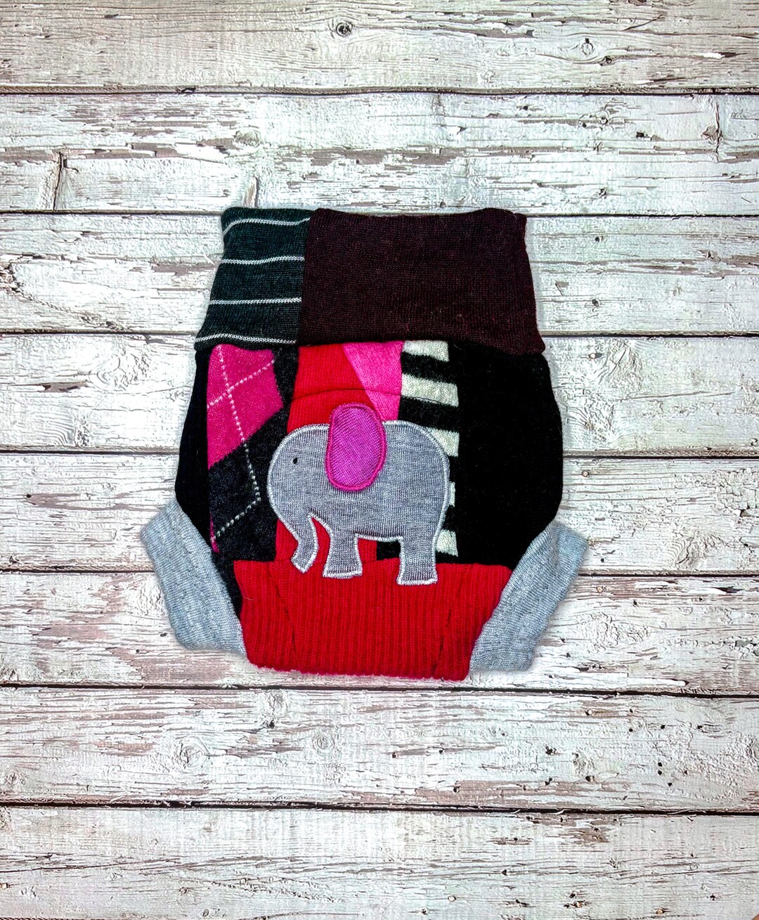 Upcycled Wool Diaper Cover: Elephant Appliqué, Size 6-12M - Etsy