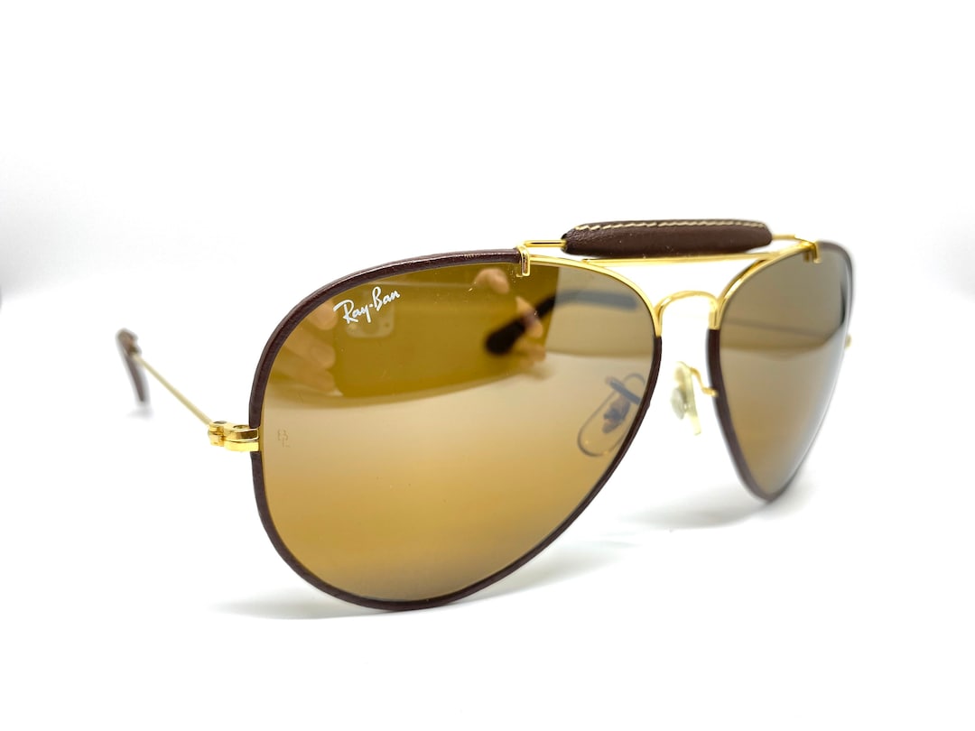 New Old Stock USA Ray Ban Outdoorsman 2 Leather 62mmrare Sunglasseshalf ...
