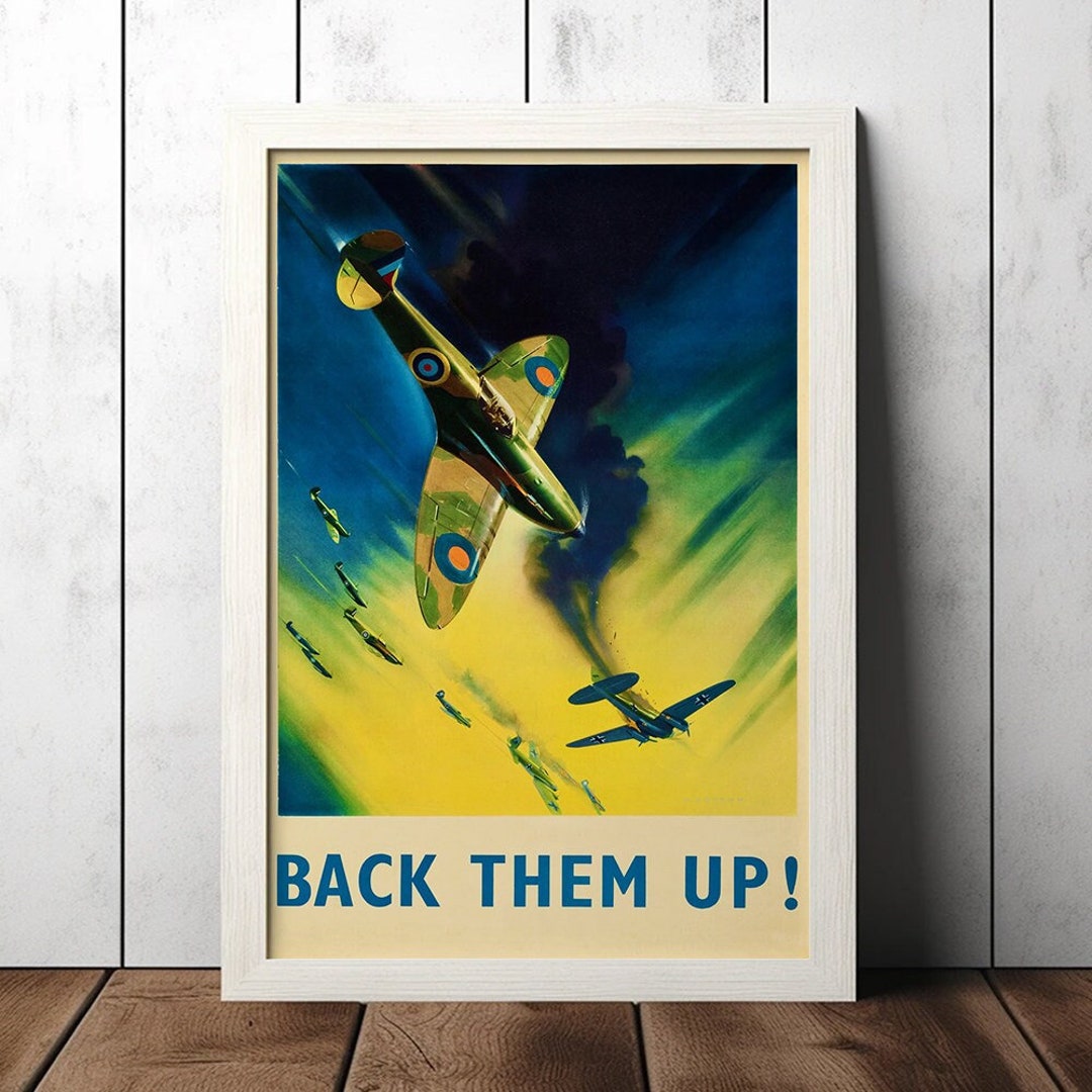 Vintage Back Them Up World War 2 Poster Military Fan Collectibles Retro ...