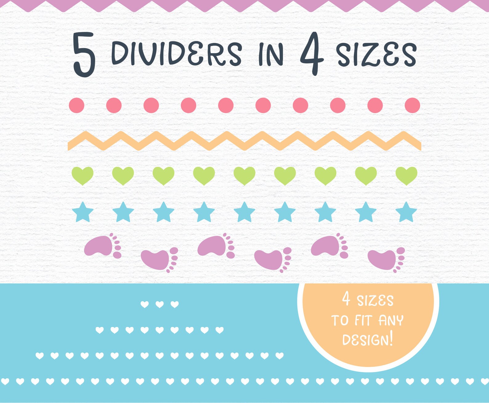 Little Ones Clipart Set: Icon & Dividers, Nursery Clipart, Instant ...