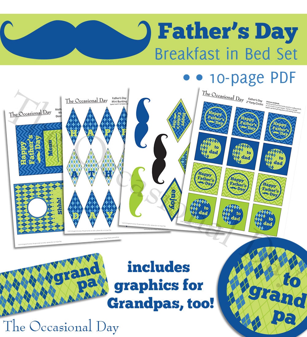 PRINTABLE Father's Day Breakfast in Bed Set INSTANT DOWNLOAD - Etsy