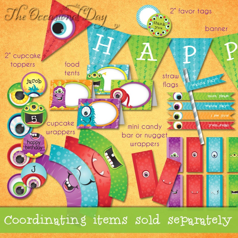 PRINTABLE Lil' Monsters • 8.5x11 Digital Paper Pack • INSTANT DOWNLOAD ...