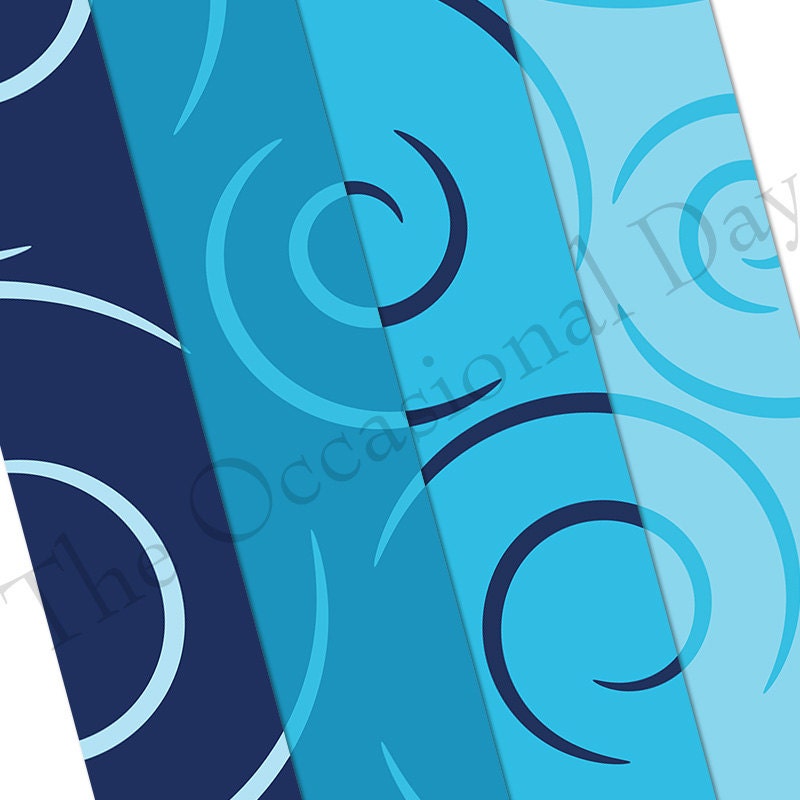 PRINTABLE Paper 8.5x11 Inch - Blue Swirls - Blue & White - INSTANT ...
