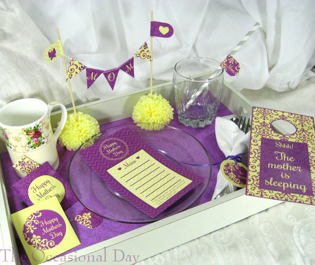 PRINTABLE Mother's Day - Breakfast in Bed Set - INSTANT DOWNLOAD - Etsy