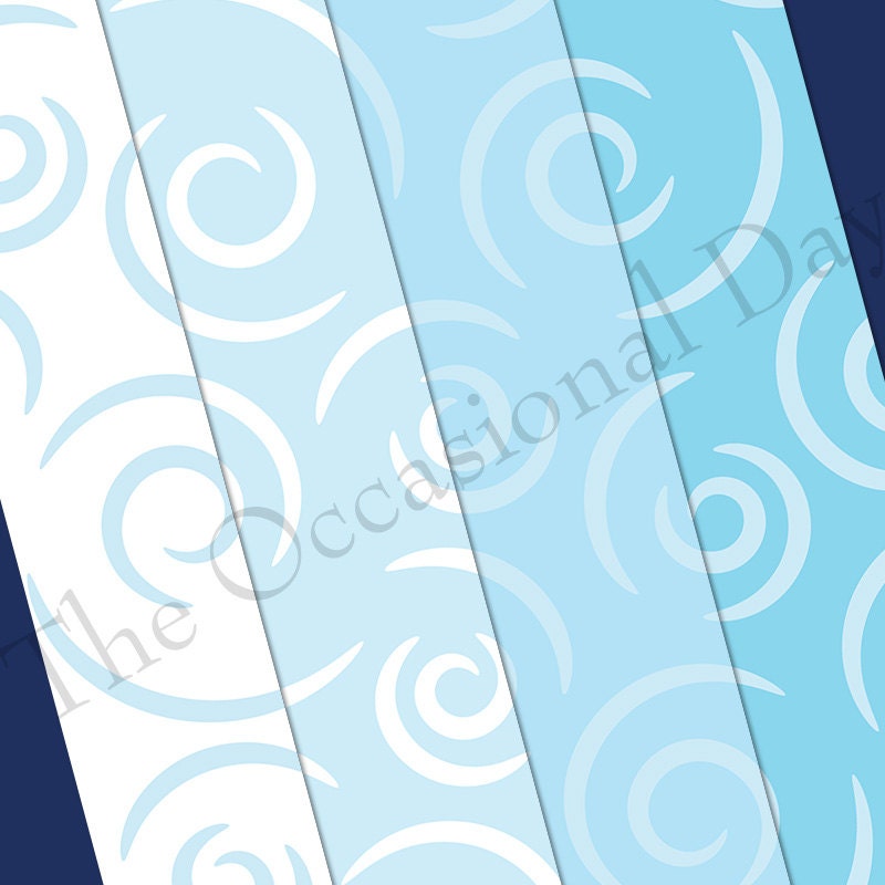 PRINTABLE Paper 8.5x11 Inch - Blue Swirls - Blue & White - INSTANT ...