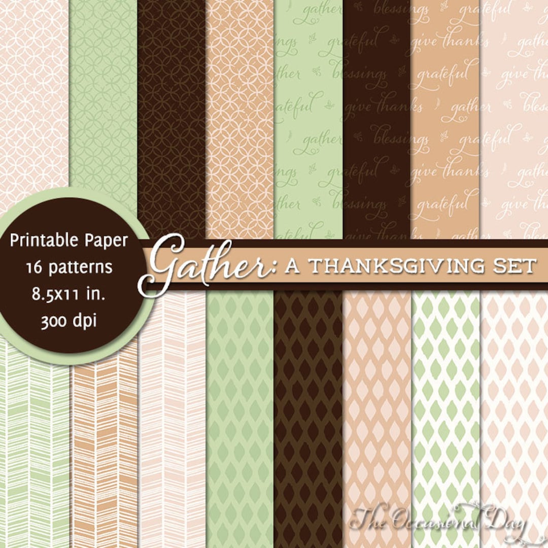 PRINTABLE 8.5x11 Digital Paper Pack Thanksgiving: Gather INSTANT ...