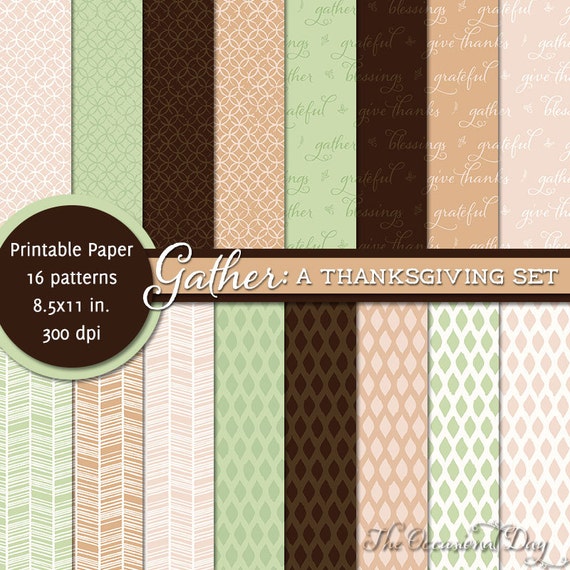 PRINTABLE 8.5x11 Digital Paper Pack Thanksgiving: Gather | Etsy
