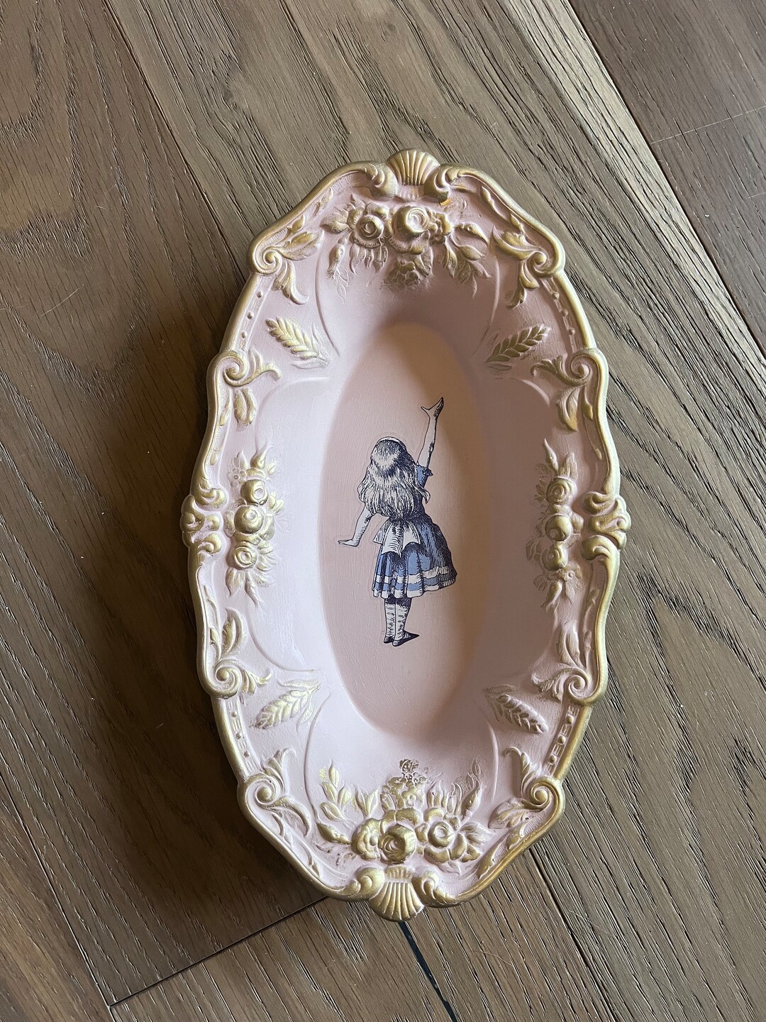Pink and Gold Painted Alice Plate - Etsy