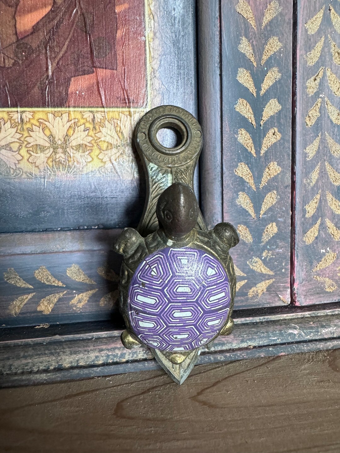 Brass Turtle Purple Paper Clip Vintage - Etsy