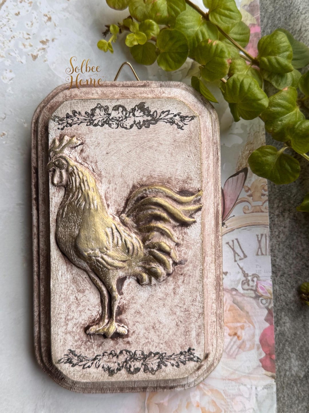 Vintage Style French Country Rooster Plaque, Collage Wall, Relief ...
