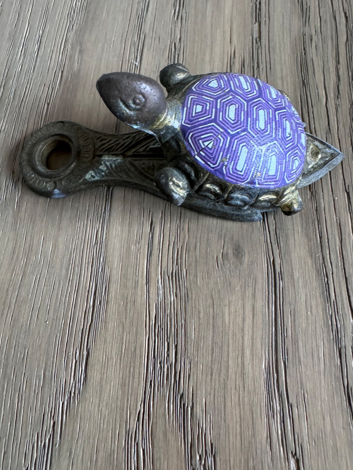 Brass Turtle Purple Paper Clip Vintage - Etsy