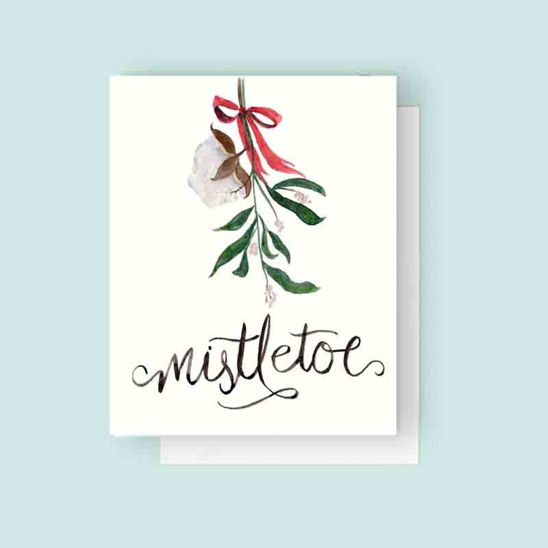 Mistletoe Holiday Card | Christmas Card | Holiday Card | Watercolor ...