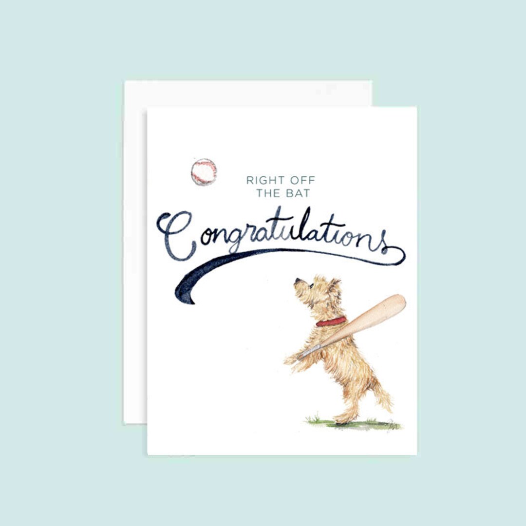 Right off the Bat Congratulations Greeting Card | Congrats Card | Dog ...