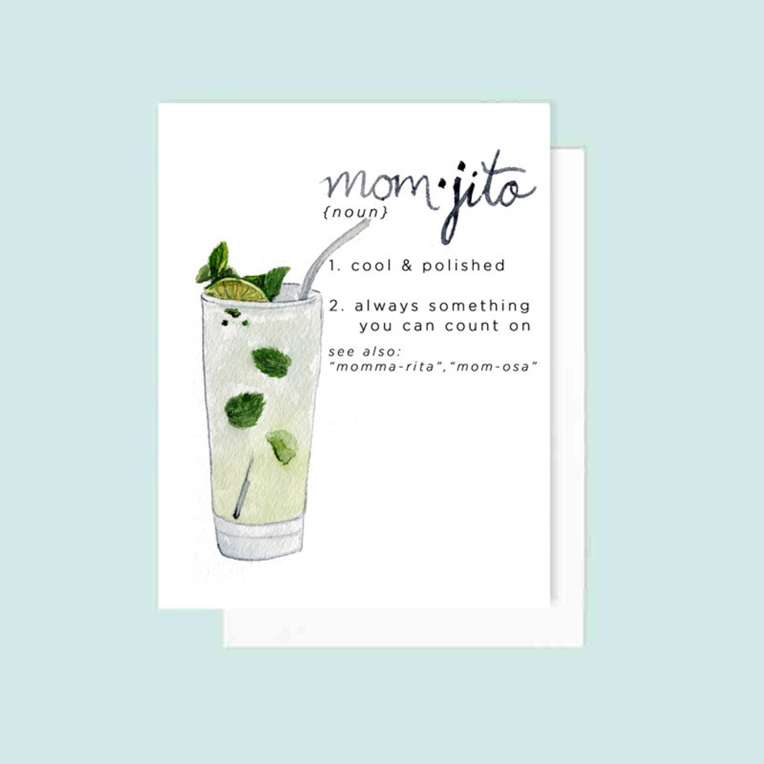 Momjito Mother's Day Card | Mojito Greeting Card | Watercolor Mojito ...
