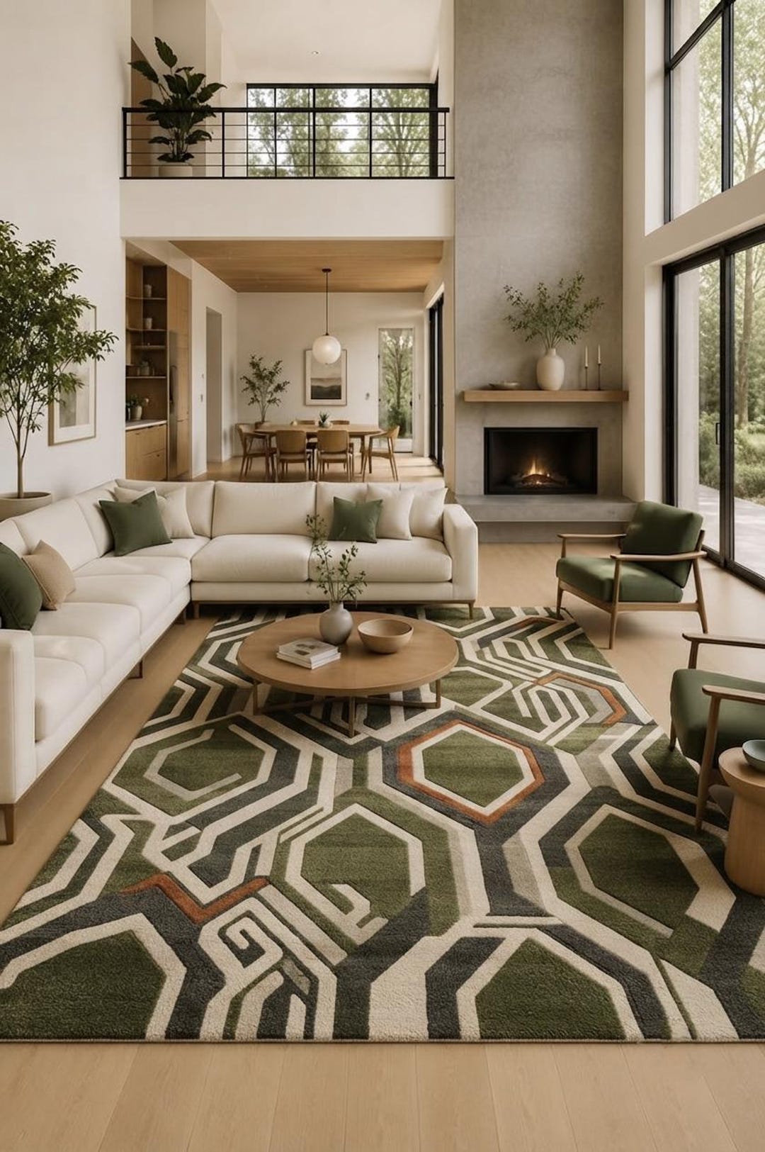 Handmade Geometric Hexagon Rug,modern Abstract Olive Green ...