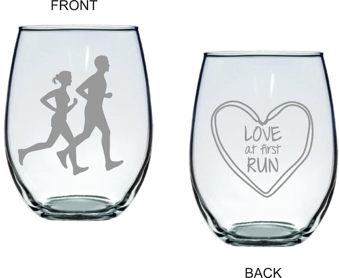 Runner Couple Running Run Glass, Love at First Run, Runner Christmas or ...