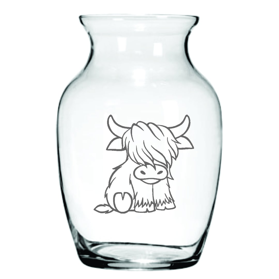 Highland Cow Adorable Glass Vase Free Personalization, Cow Christmas ...
